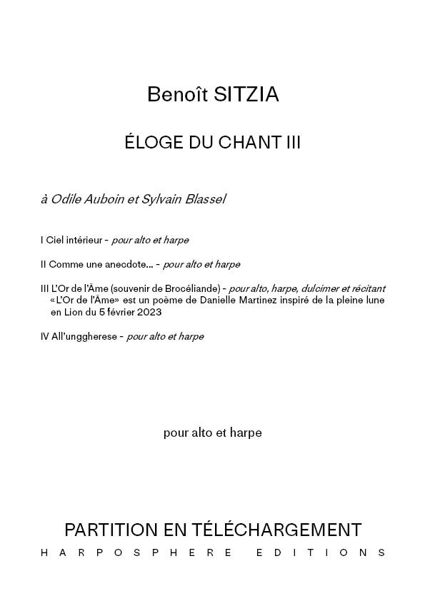copy of Sitzia Benoît - Eloge du chant III